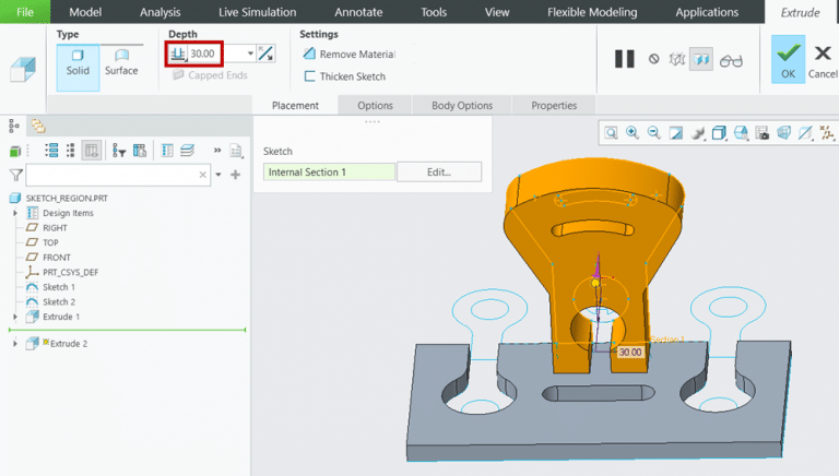 How Sketch Region Type Selection Filter Works | CREO Parametric 10.0 ...