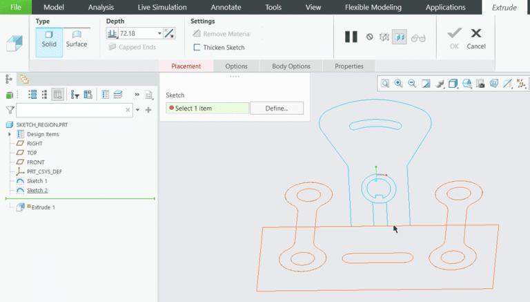 How Sketch Region Type Selection Filter Works | CREO Parametric 10.0 ...