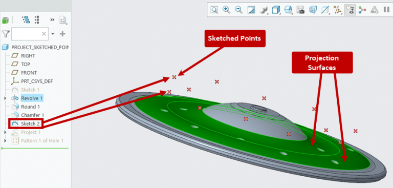 How to Enhance Project Sketched Points in Creo Parametric 11.0?