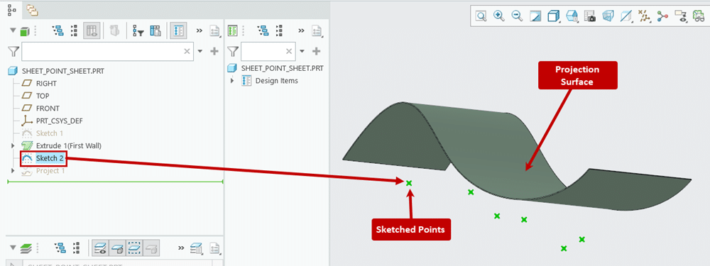 How to Enhance Project Sketched Points in Creo Parametric 11.0?